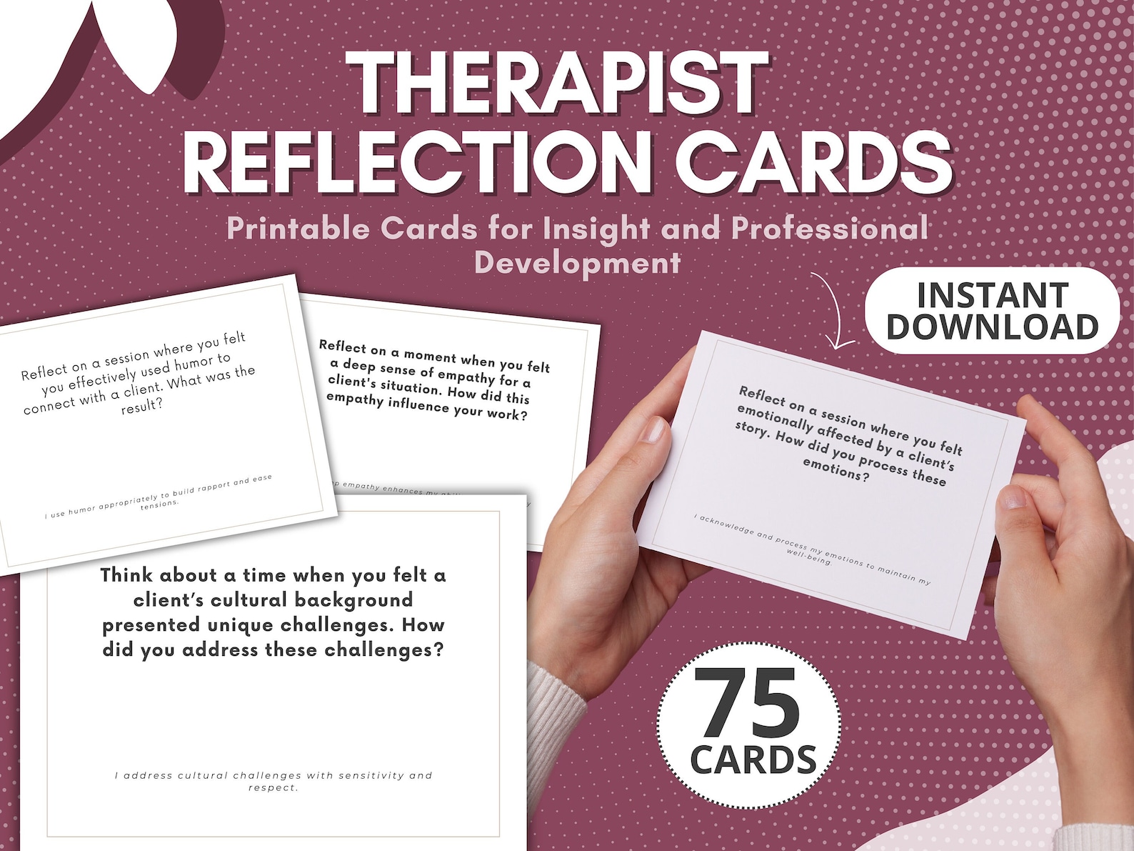Guided Self Reflection Cards for Therapists, Therapy Printables ...