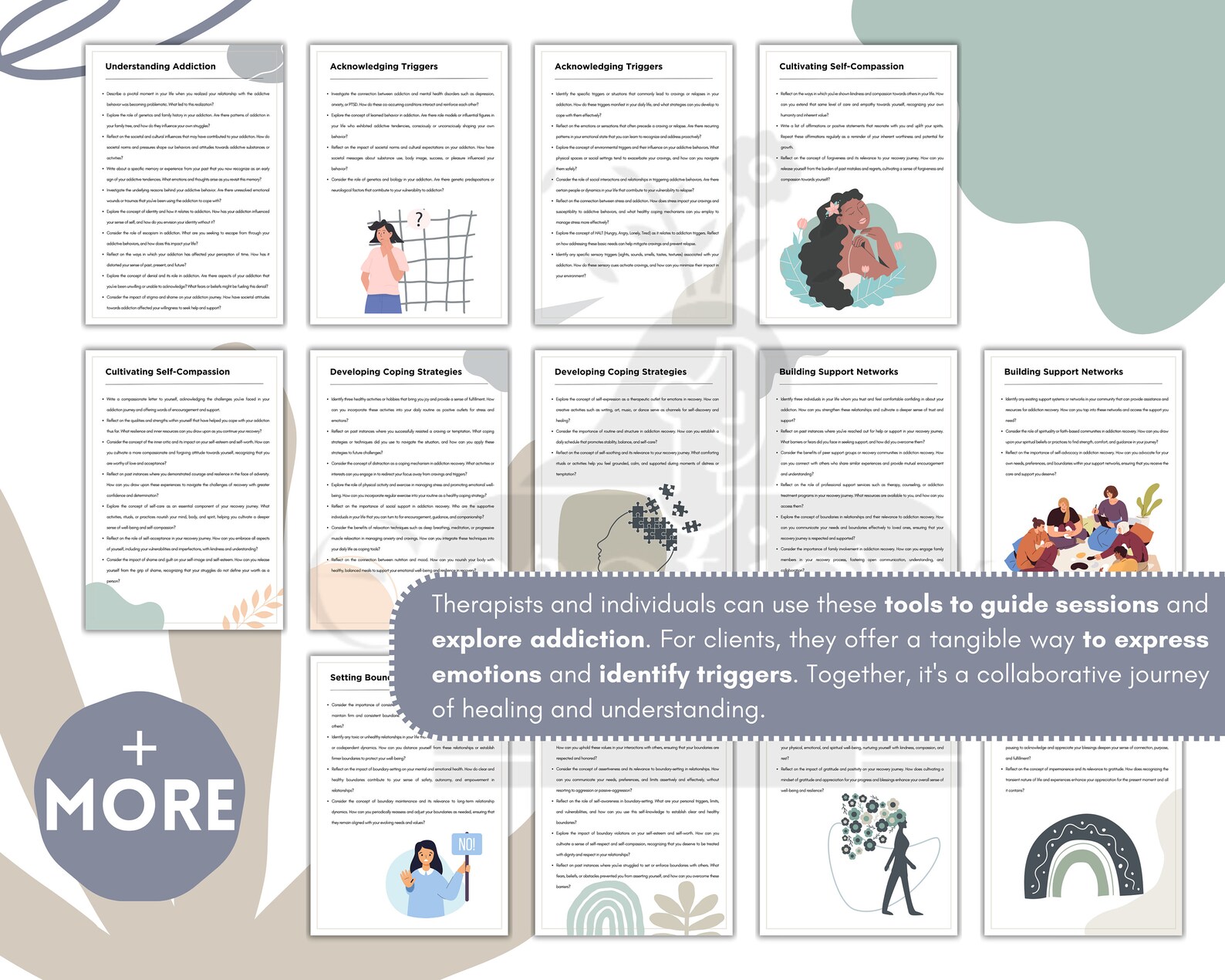 Art Therapy Bundle for Addiction Recovery, Counseling Tools, Mental ...