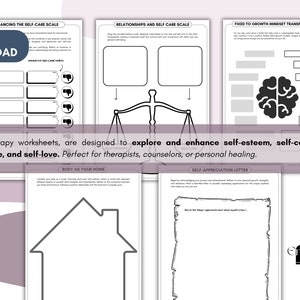 Printable Art Therapy Bundle, Emotional Regulation Worksheets, CBT Tool ...