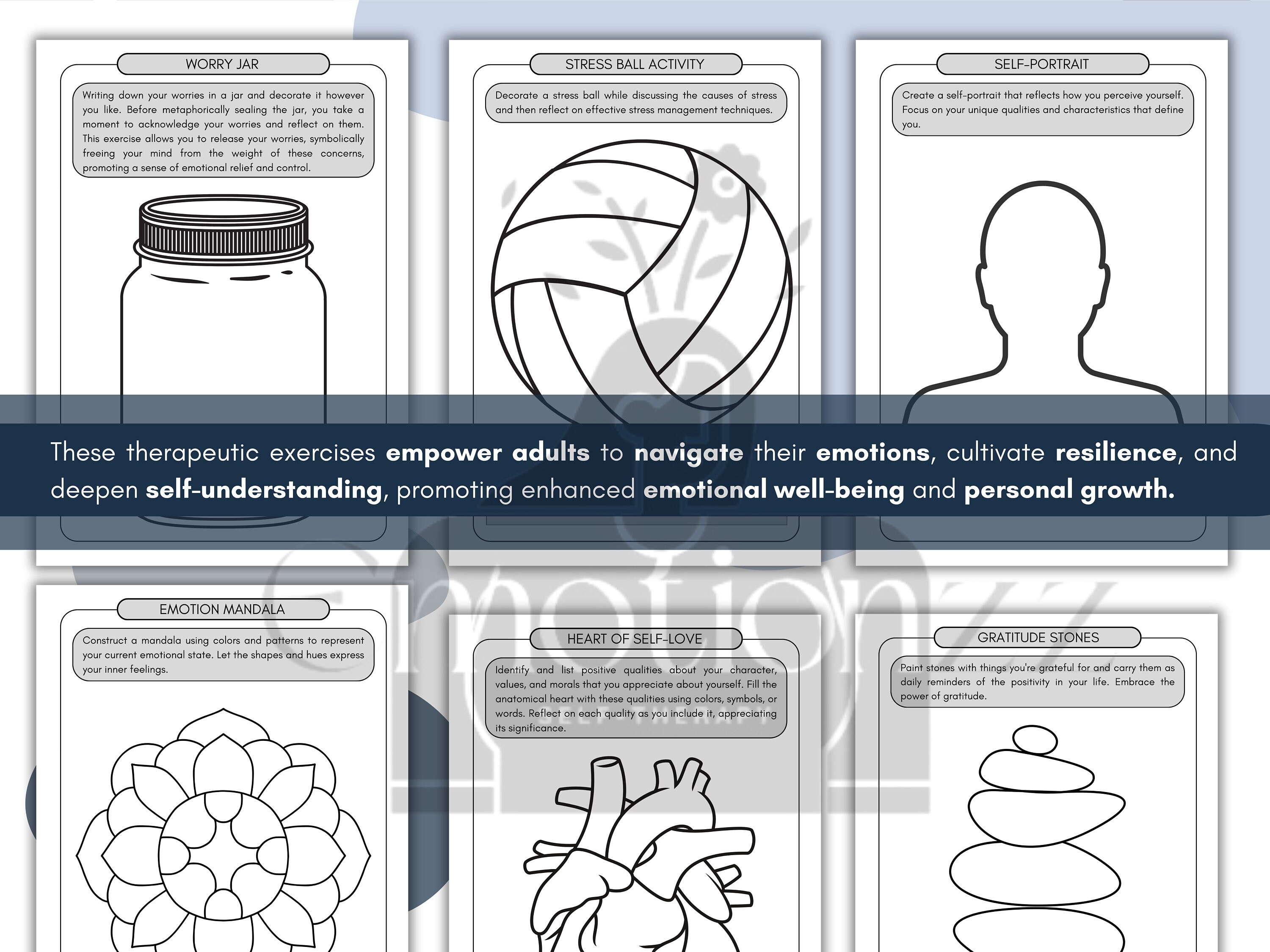 Art Therapy Worksheet Bundle for CBT Therapy Counseling Group - Etsy ...