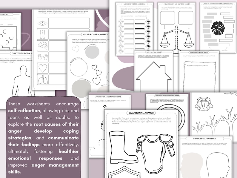 Printable Art Therapy Worksheets Bundle, Counseling Tools, Mental ...