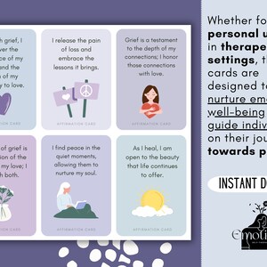 Grief Affirmation Cards, CBT Therapy Printable Tool, Emotional Support ...