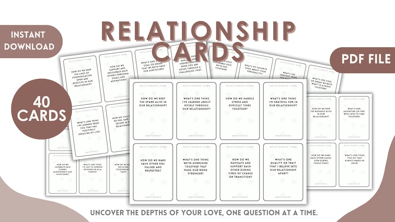 Relationship Cards for Couples, Conversation Questions Couple, Therapy ...
