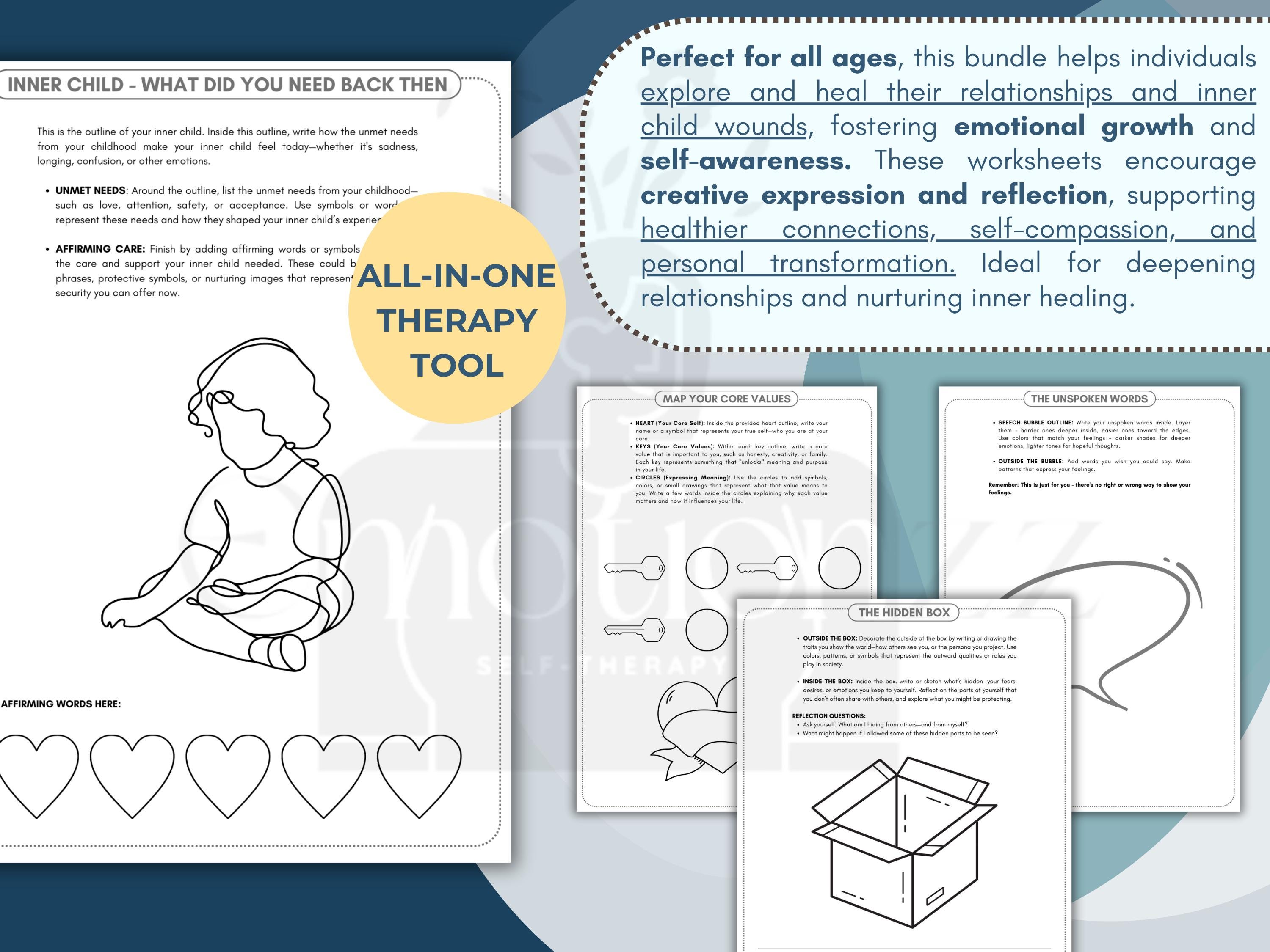 Art Therapy Worksheet Bundle for CBT Therapy Counseling Group Therapy ...