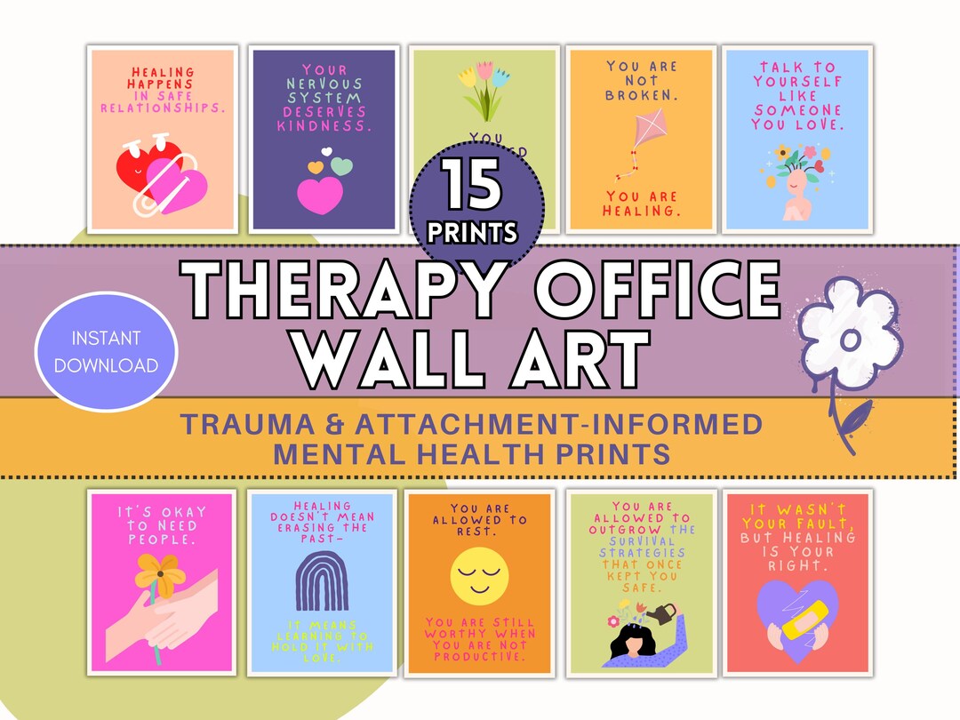 Mental Health Poster Set: Therapy Office Decor, Inspirational Prints ...