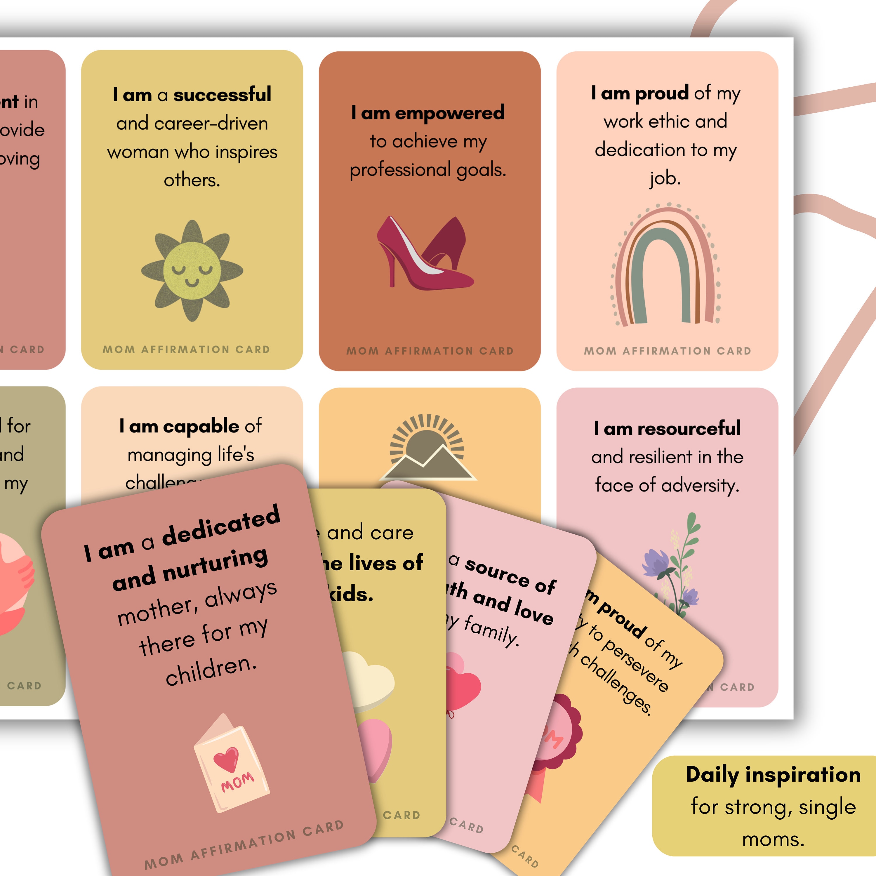 Single Mom Affirmation Cards: 40 Printable Flashcards (PDF) - Etsy