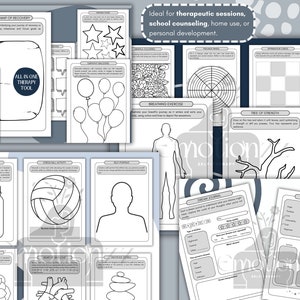 Art Therapy Bundle, Printable CBT Counseling Tools, Group Therapy ...