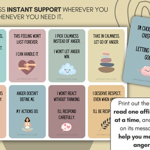 Daily Affirmation Cards for Anger Management, Mindfulness Deck ...