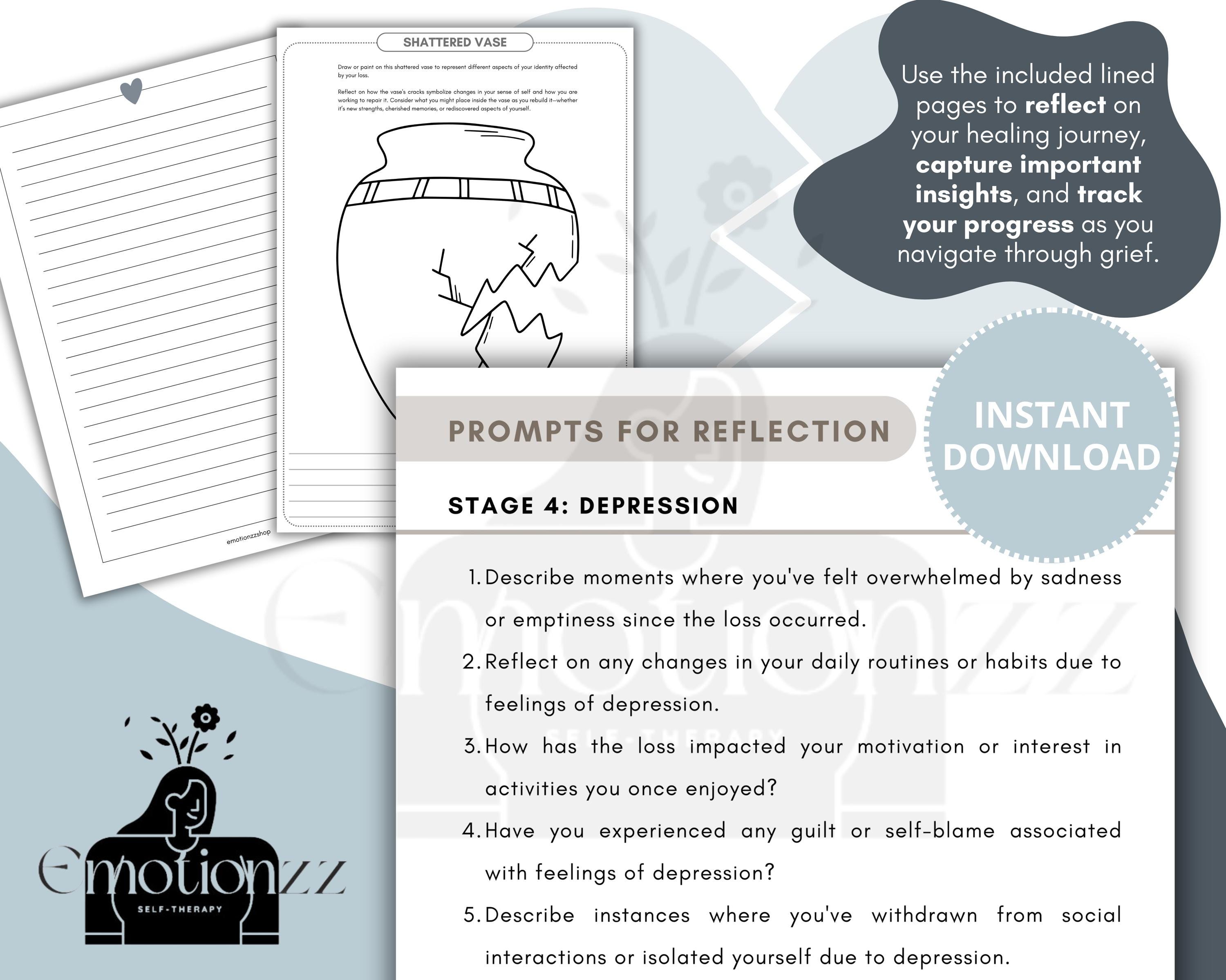Grief Healing Bundle, Art Therapy Worksheets, CBT Infographics ...