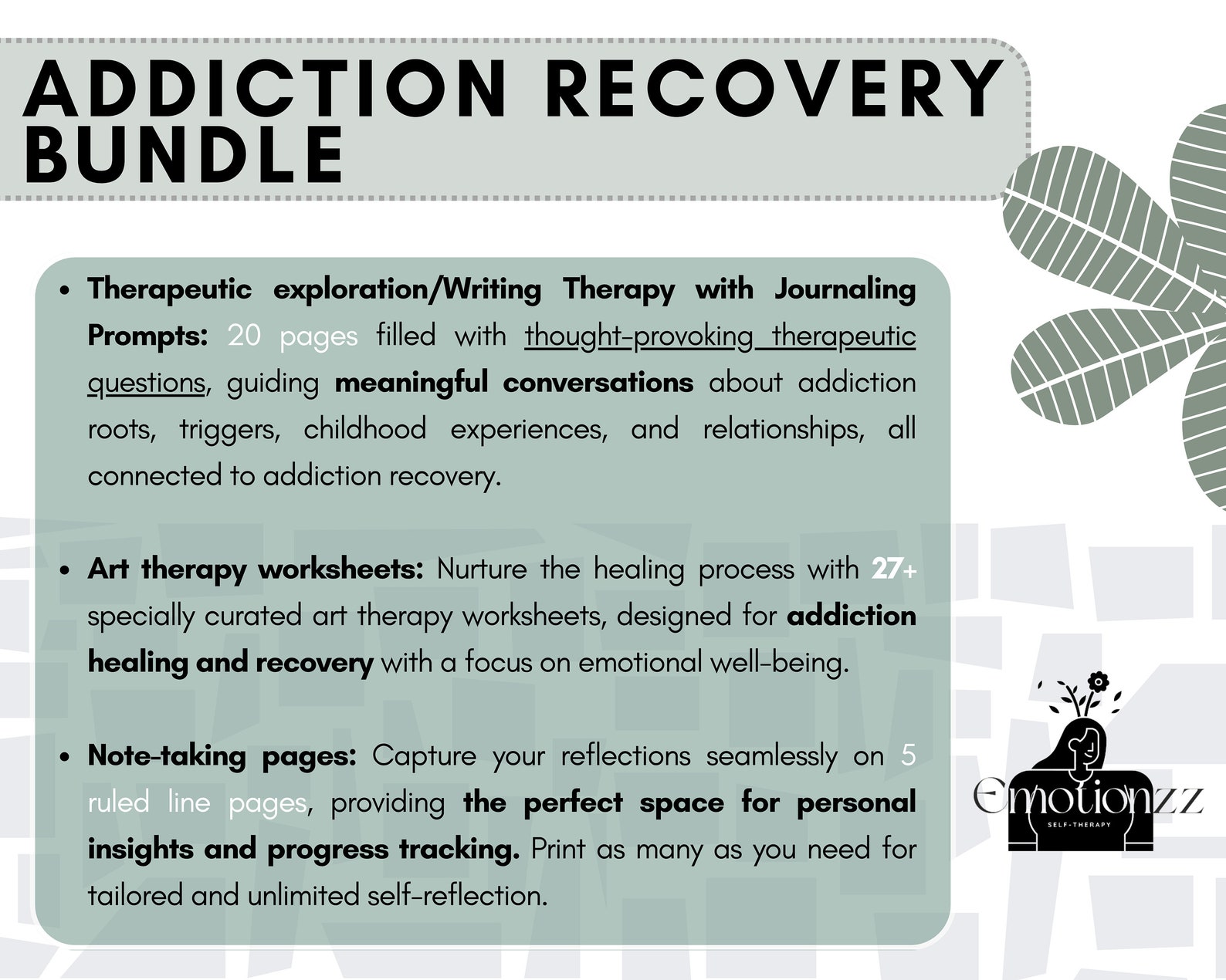 Addiction Recovery Art Therapy Bundle, Journal Prompts (PDF) - Etsy