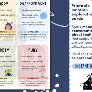 Mental Health Tool, Printable Emotion Exploration Cards, Therapy ...