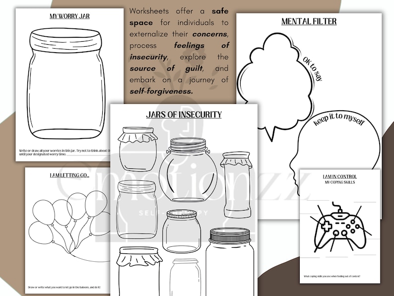 Art Therapy Worksheets Bundle, CBT, Self Esteem (PDF Pattern) - Etsy