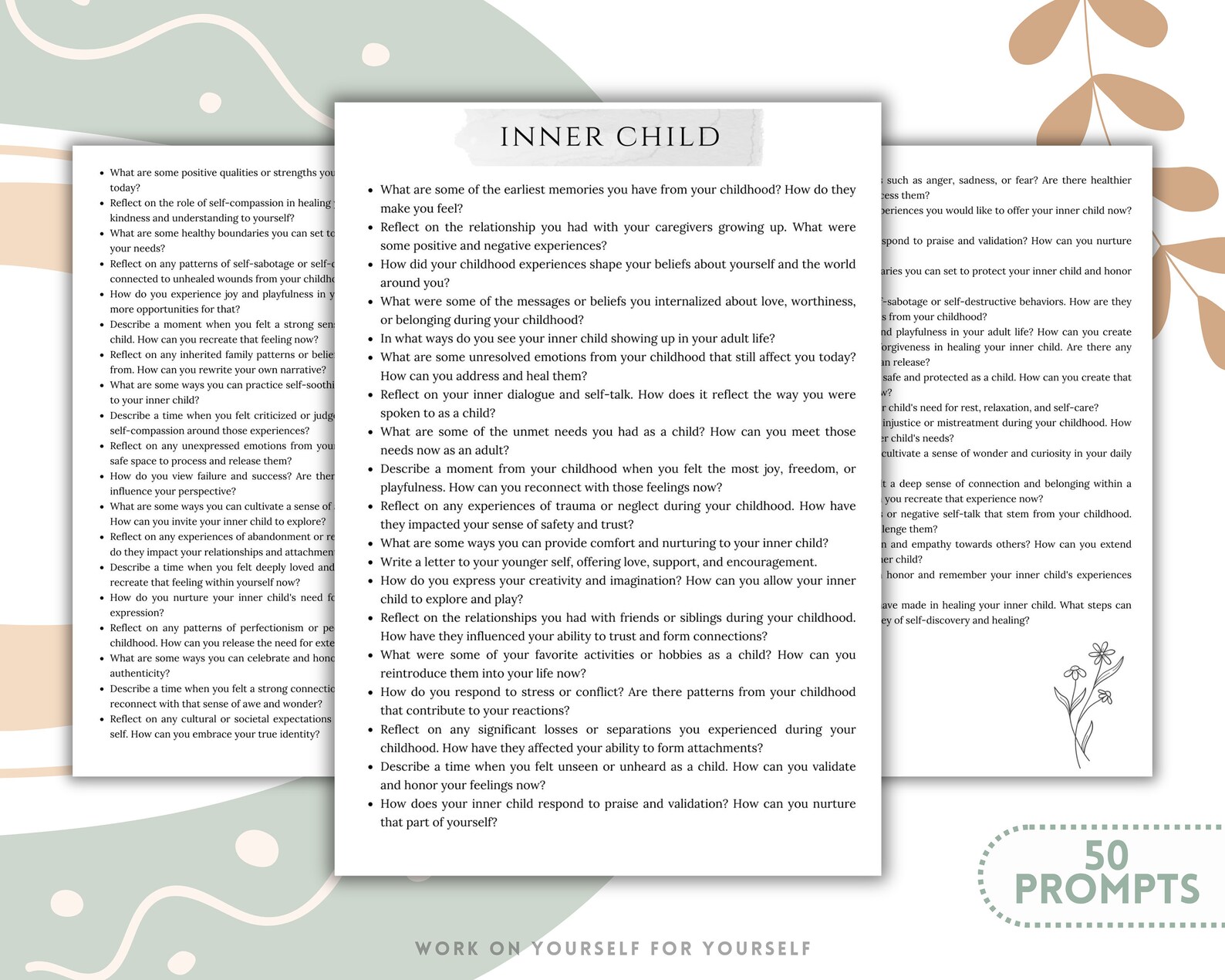 Therapy Journal With Inner Child Prompts Mental Health Reflections Self ...