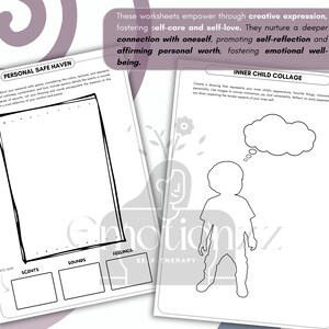 Printable Art Therapy Bundle, Emotional Regulation Worksheets, CBT Tool ...