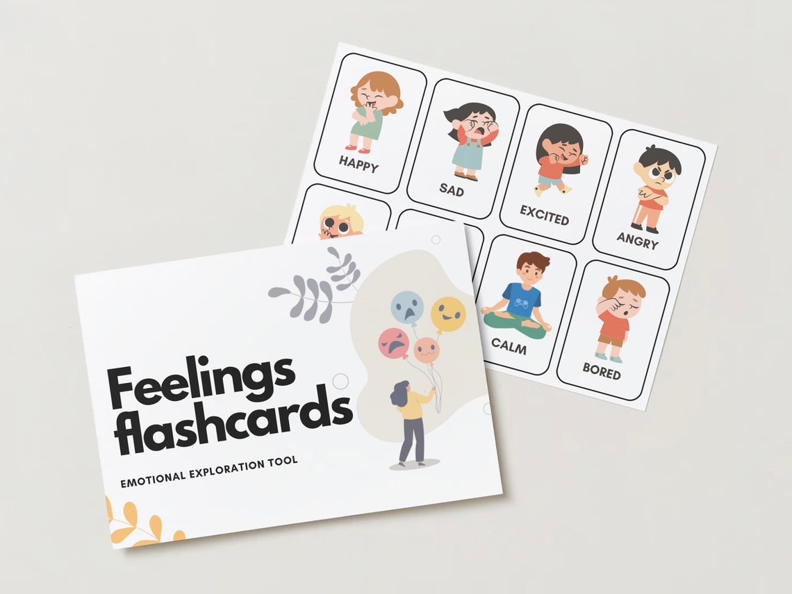 Printable Emotions Flashcards for Kids: Therapy & Homeschool (PDF) - Etsy