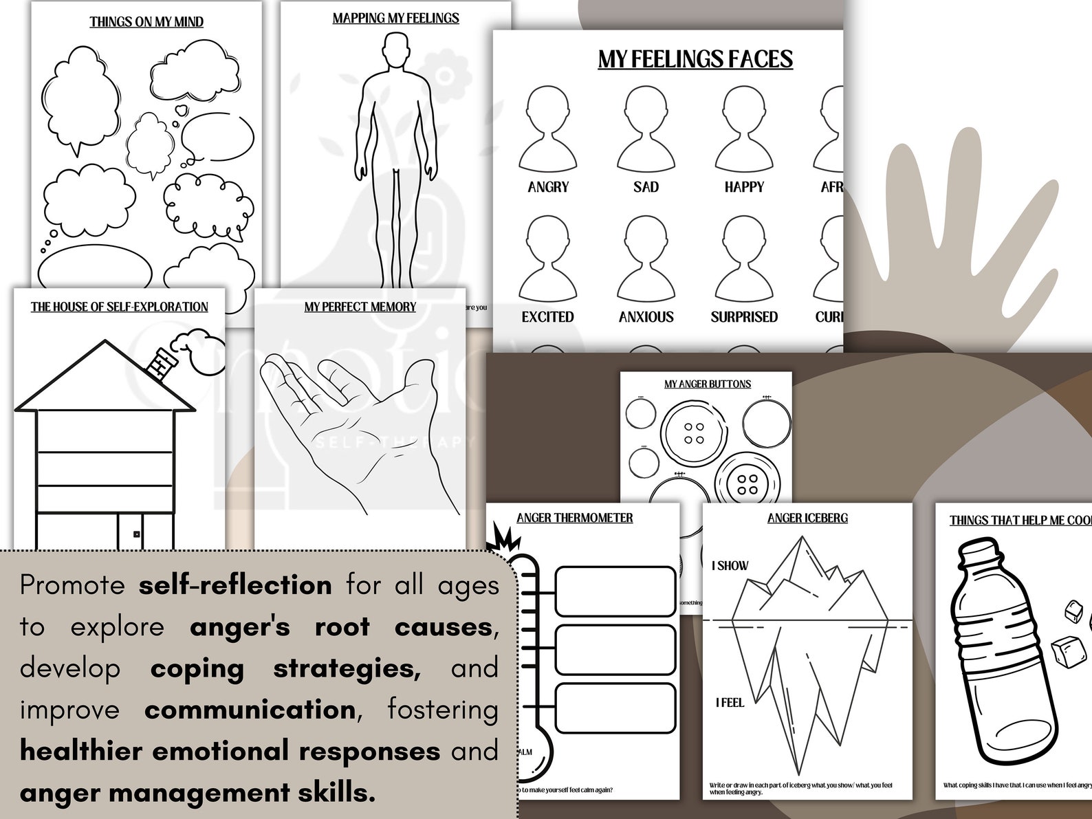Art Therapy Bundle, Printable CBT Counseling Tools, Group Therapy ...