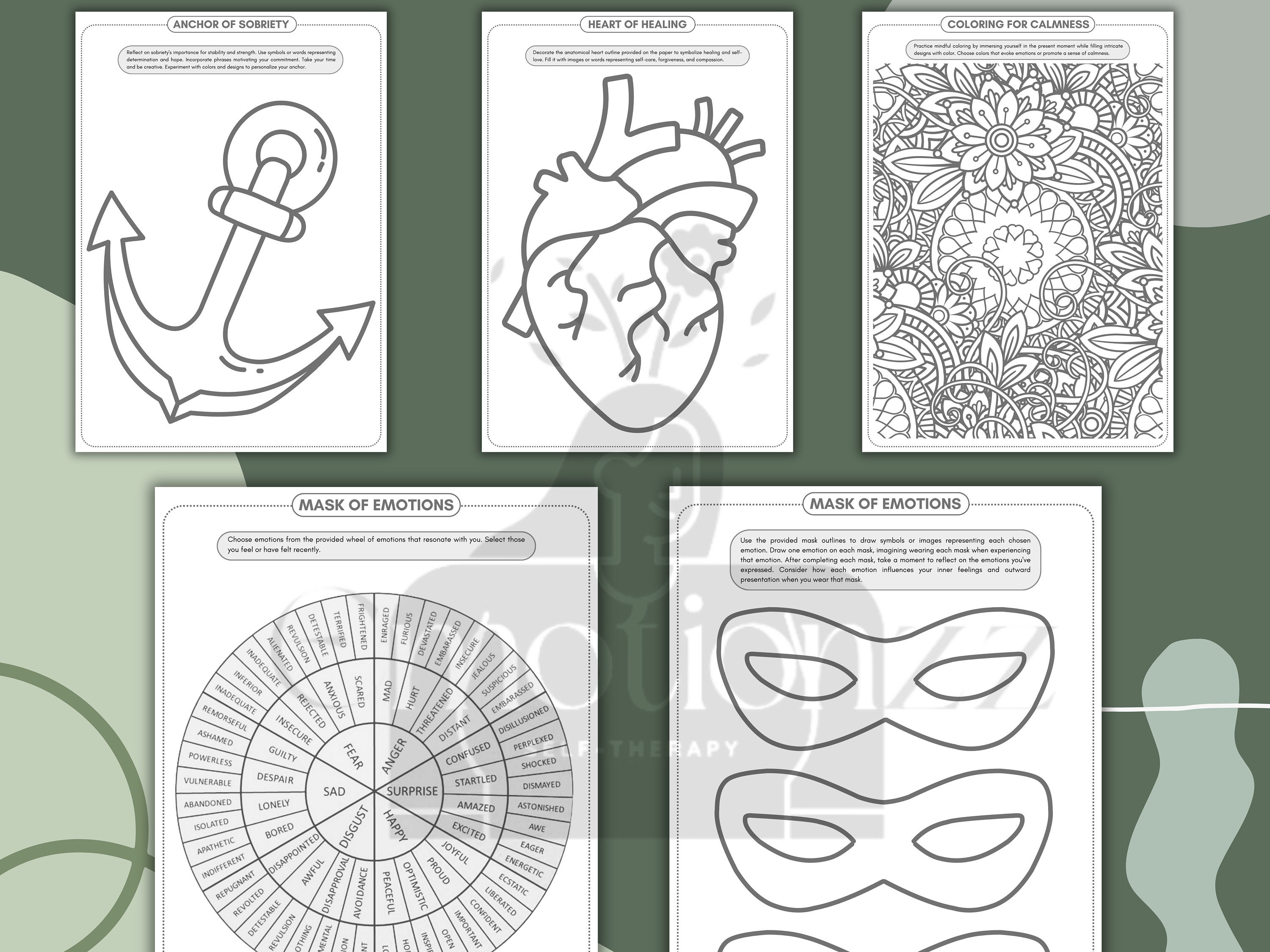 Art Therapy Worksheet Bundle, Mental Health Activities, Counseling ...
