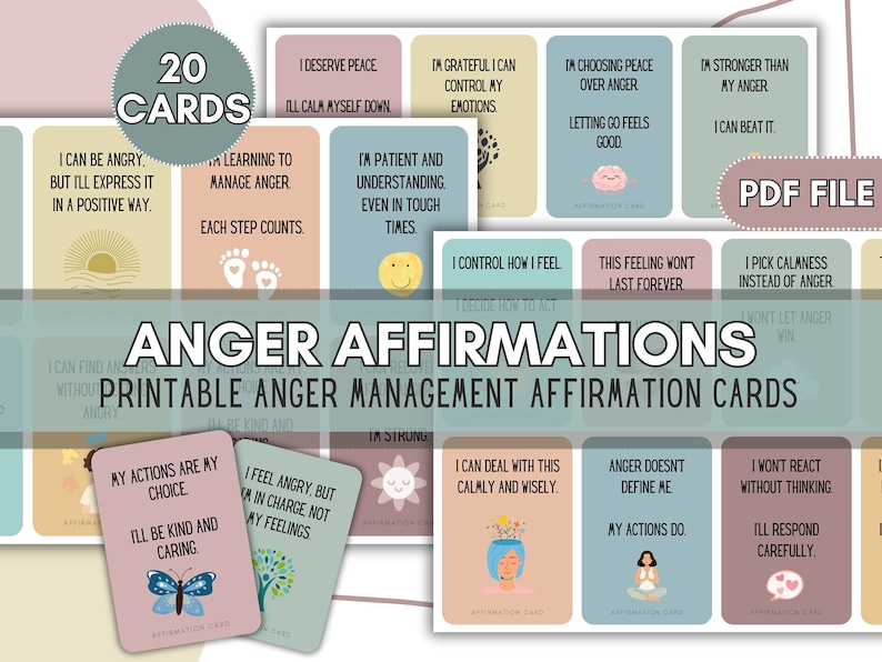 Daily Affirmation Cards for Anger Management, Mindfulness Deck ...