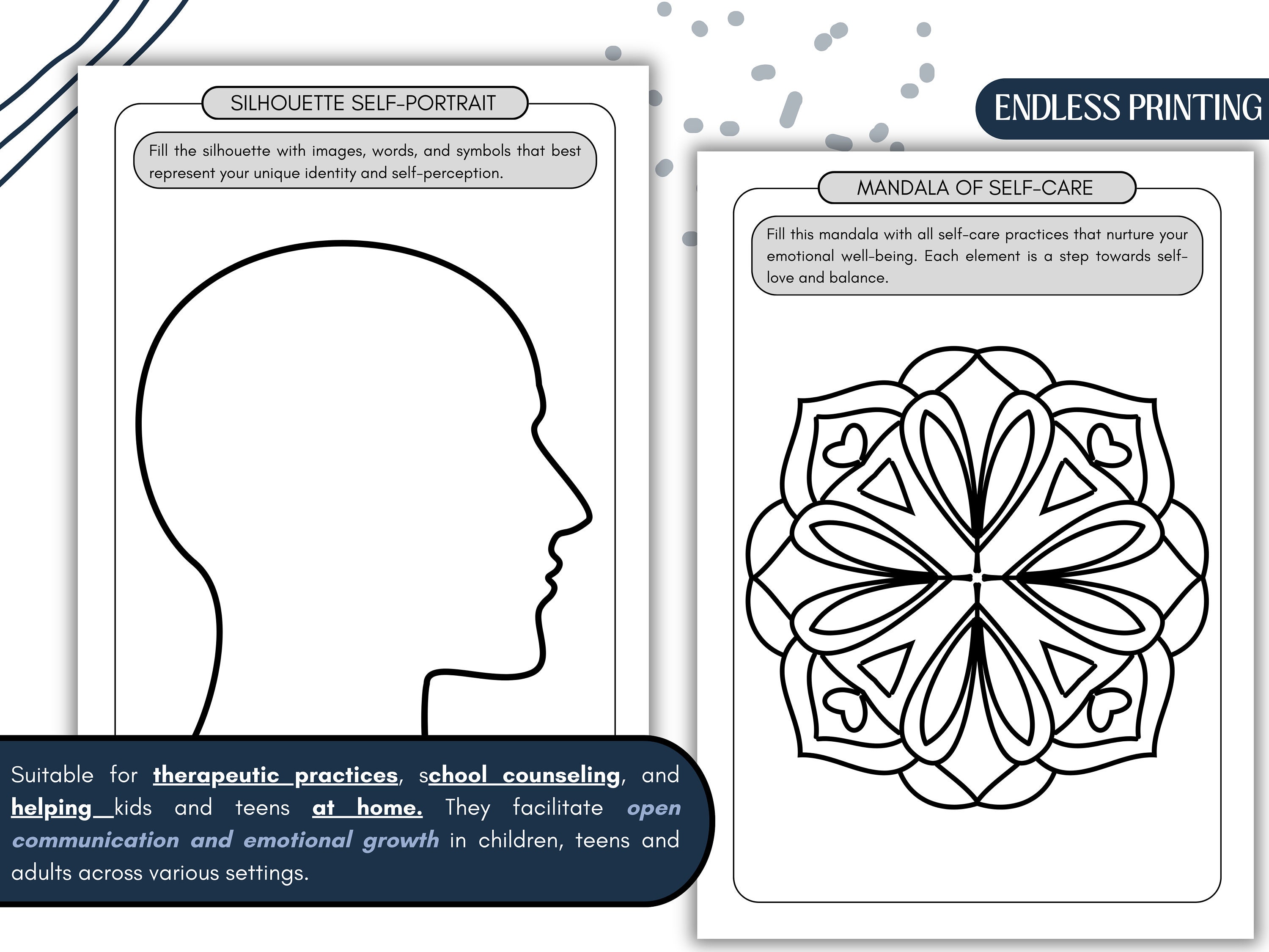 Art Therapy Worksheet Bundle for CBT Therapy Counseling Group Therapy ...