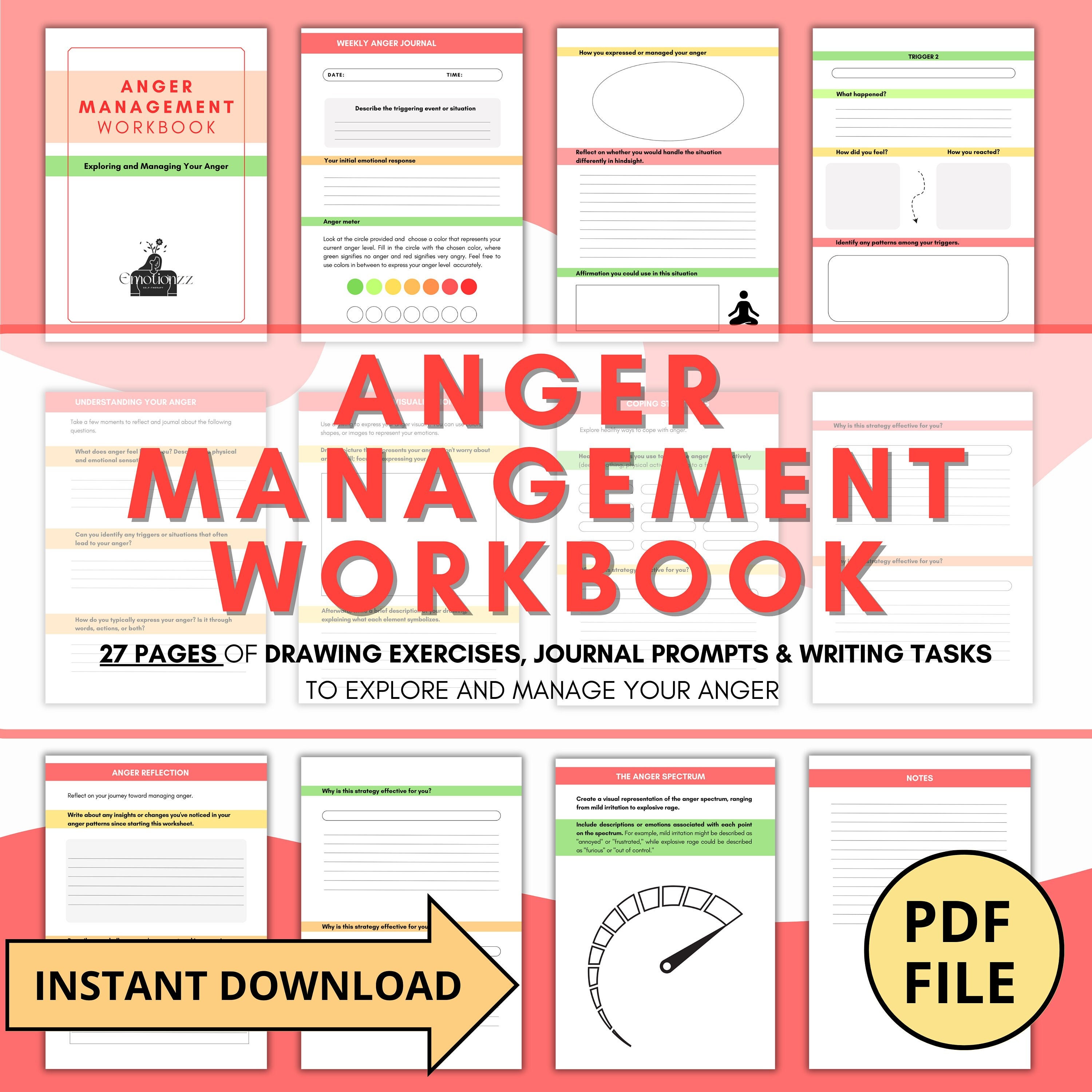 Anger Management Workbook for Emotional Regulation Self - Etsy