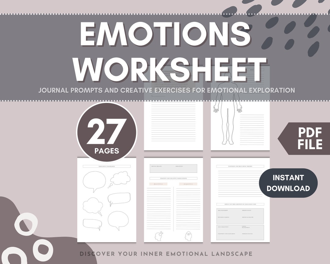 Therapy Worksheet Mental Health Tool, Self Help Resource for Emotional ...