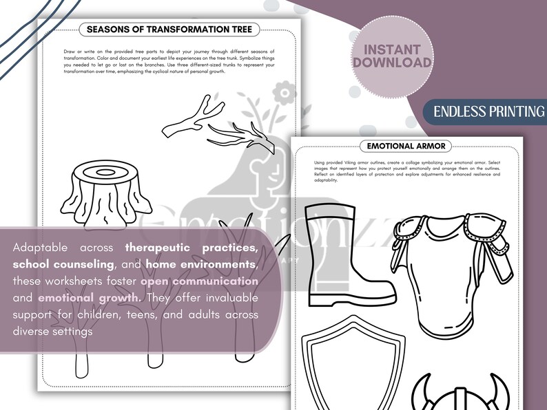 Art Therapy Worksheet Bundle, Self-esteem, DBT Skills, Emotional ...