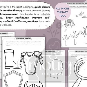Printable Art Therapy Bundle, Emotional Regulation Worksheets, CBT Tool ...