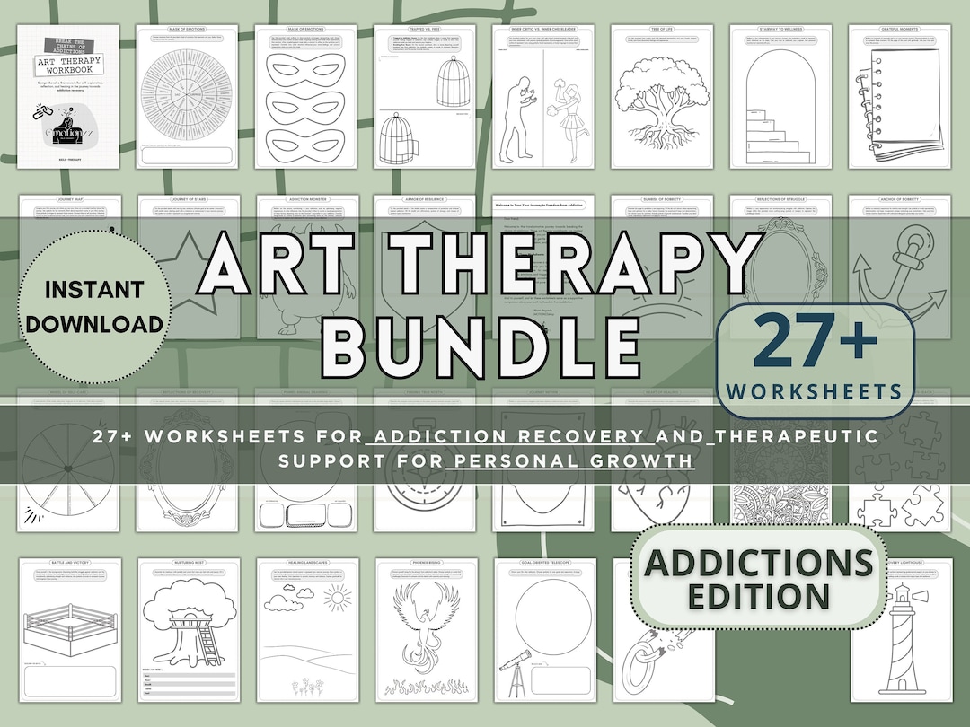 Art Therapy Worksheet Bundle, Mental Health Activities, Counseling ...