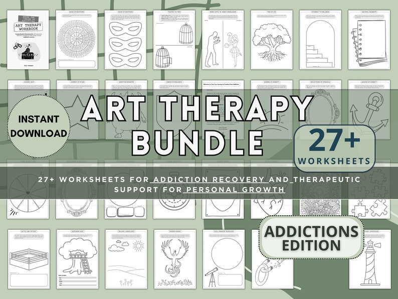 Art Therapy Worksheet Bundle, Mental Health Activities, Counseling ...