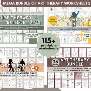 Art Therapy Bundle, Printable CBT Counseling Tools, Mental Health ...