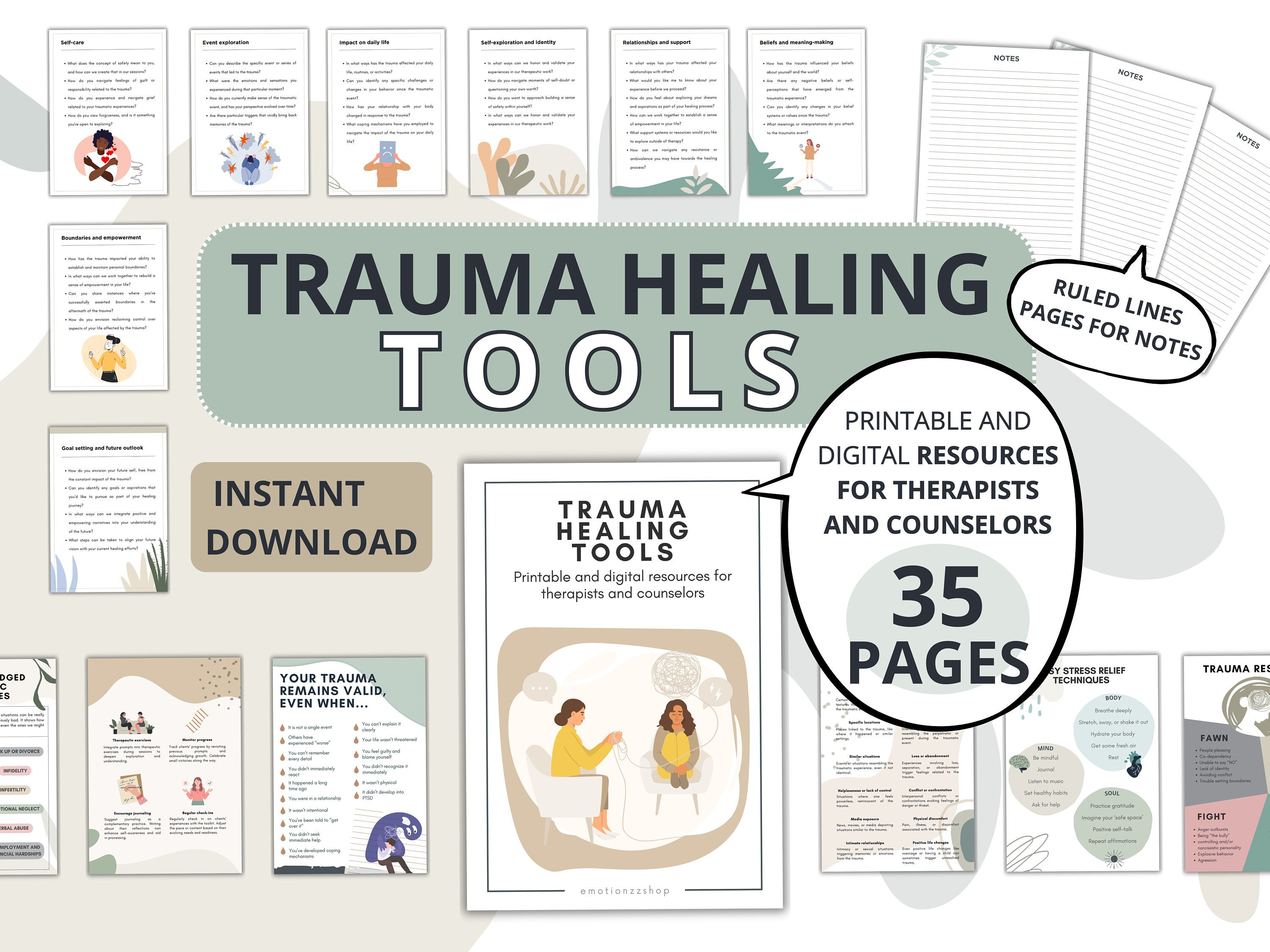 Mental Health Journal Prompts, Counselling Tool for Trauma Healing ...