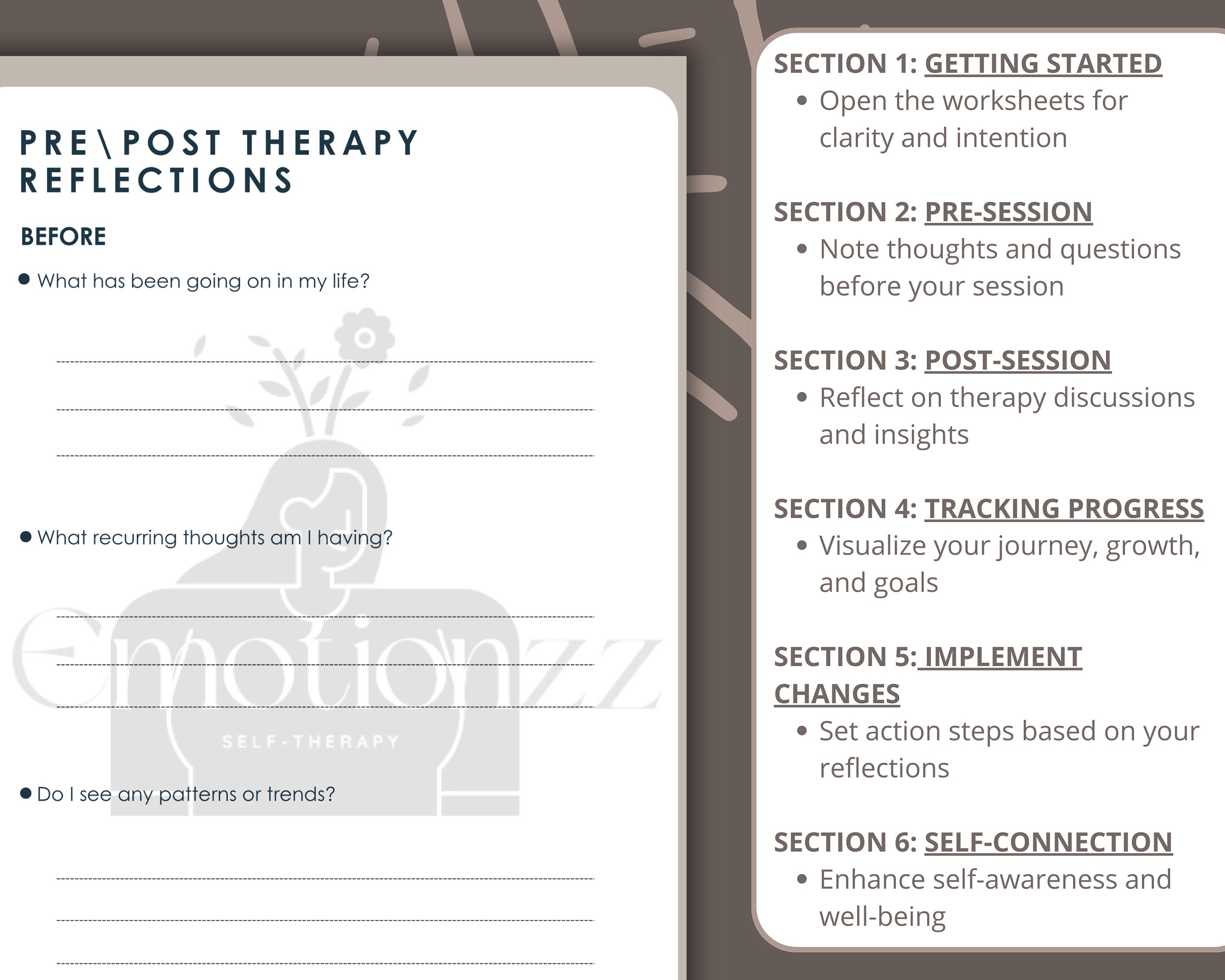 Pre and Post Therapy Notes Printable Mental Health Resource Dbt Therapy ...