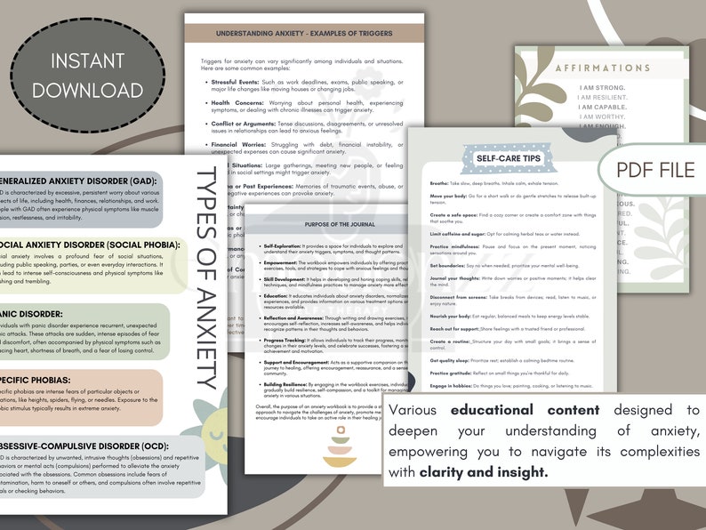 Anxiety Journal for Stress Relief, Emotional Support Workbook ...