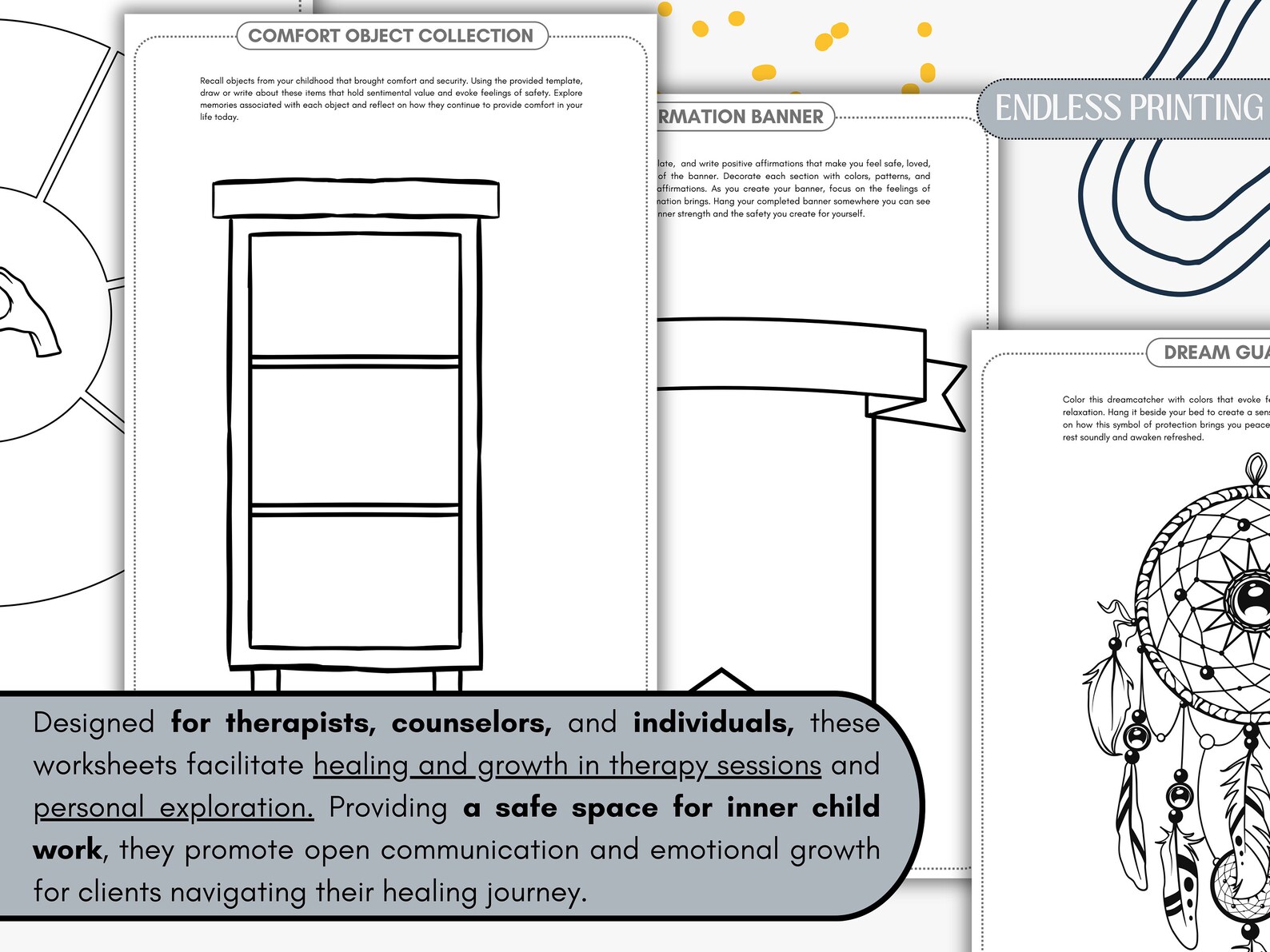 Art Therapy Worksheet Bundle for Inner Child Healing CBT Therapy ...