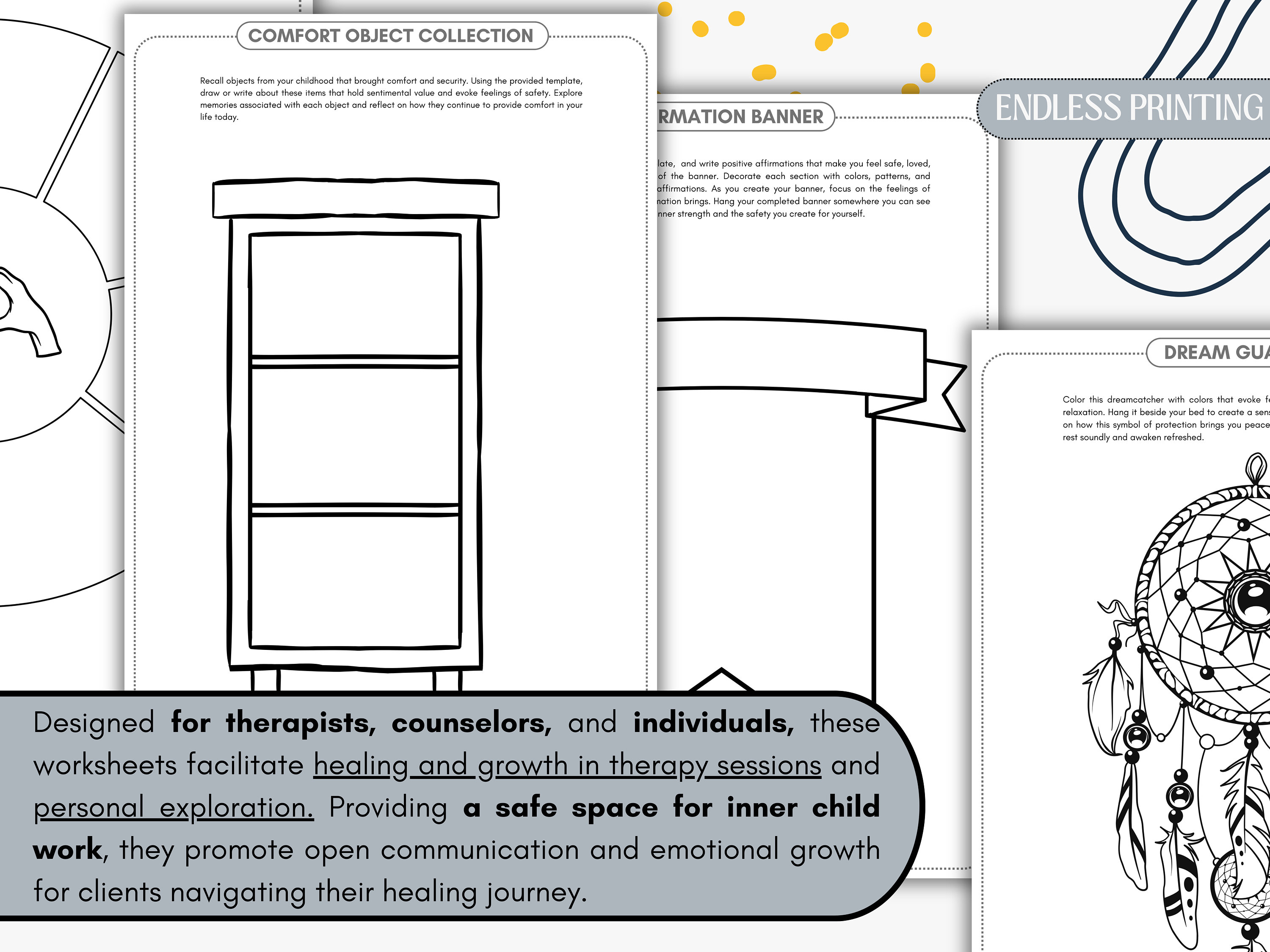 Art Therapy Worksheet Bundle for Inner Child Healing CBT Therapy ...