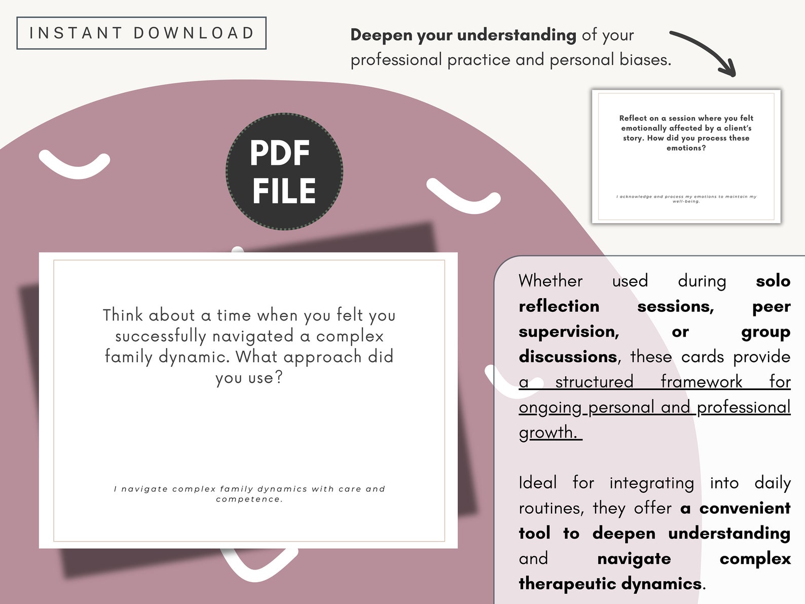 Guided Self Reflection Cards for Therapists, Therapy Printables ...