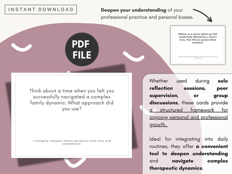 Guided Self Reflection Cards for Therapists, Therapy Printables ...