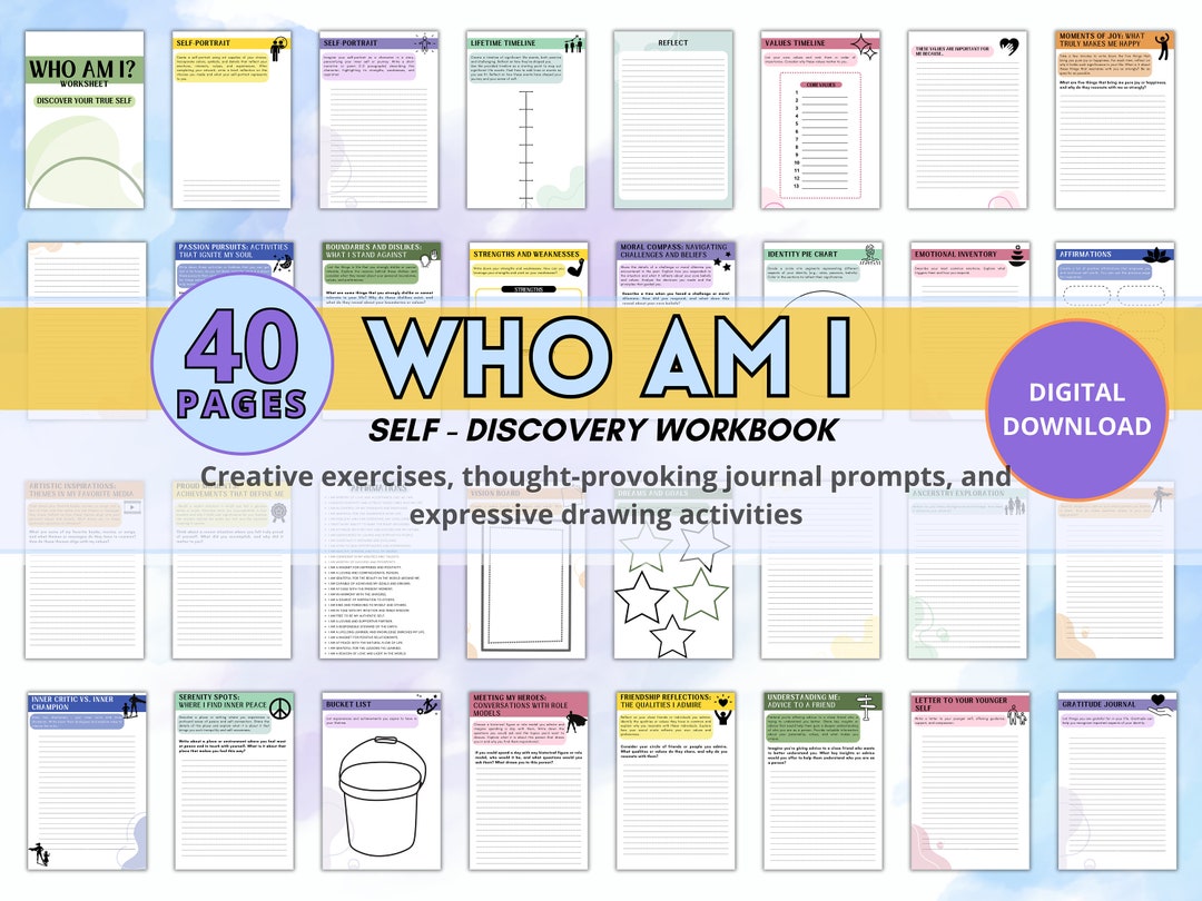 Mental Health Journal, Guided Self Discovery Workbook, Who Am I, Self ...