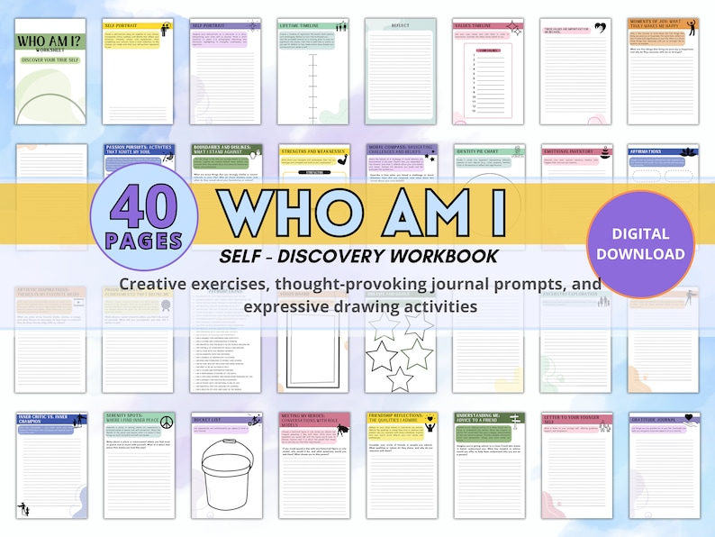 Mental Health Journal, Guided Self Discovery Workbook, Who Am I, Self ...