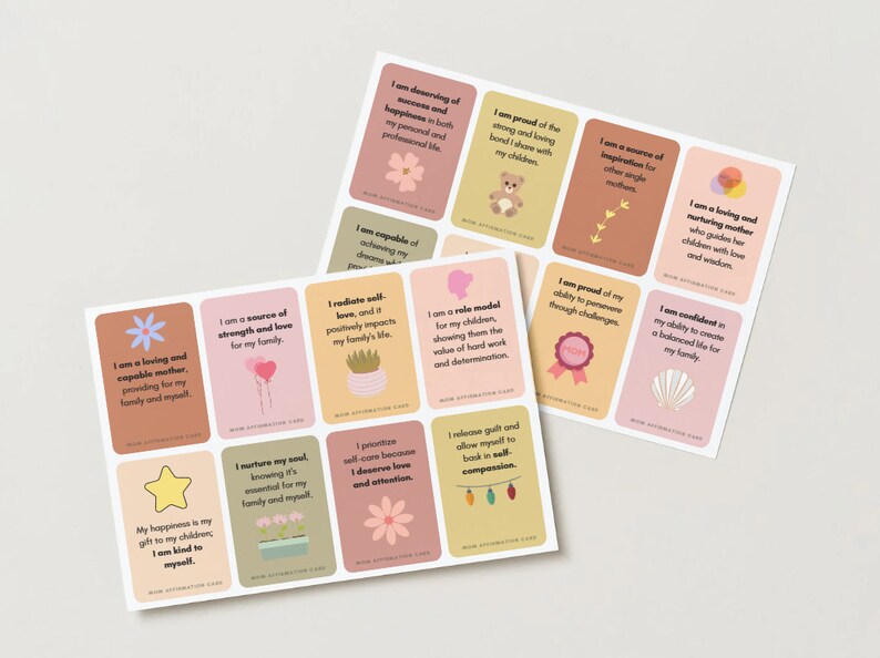 Single Mom Affirmation Cards: 40 Printable Flashcards (PDF) - Etsy