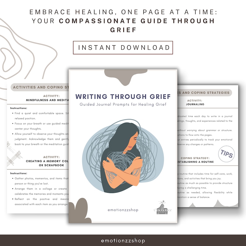 Guided Grief Journal: Healing Prompts, Emotional Support (PDF Pattern ...