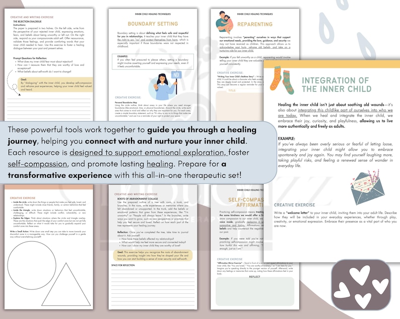 Art Therapy Inner Child Bundle, Printable CBT Counseling Tools, Group ...