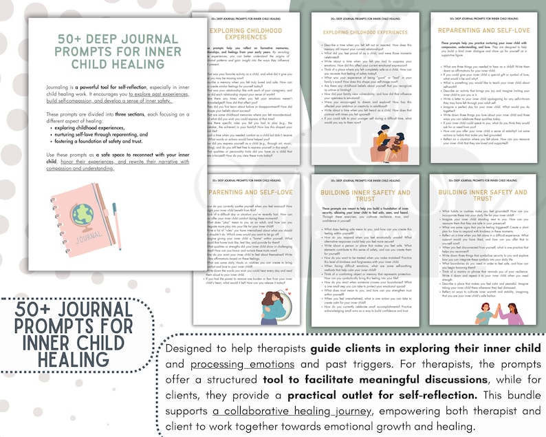 Art Therapy Inner Child Bundle, Printable CBT Counseling Tools, Group ...