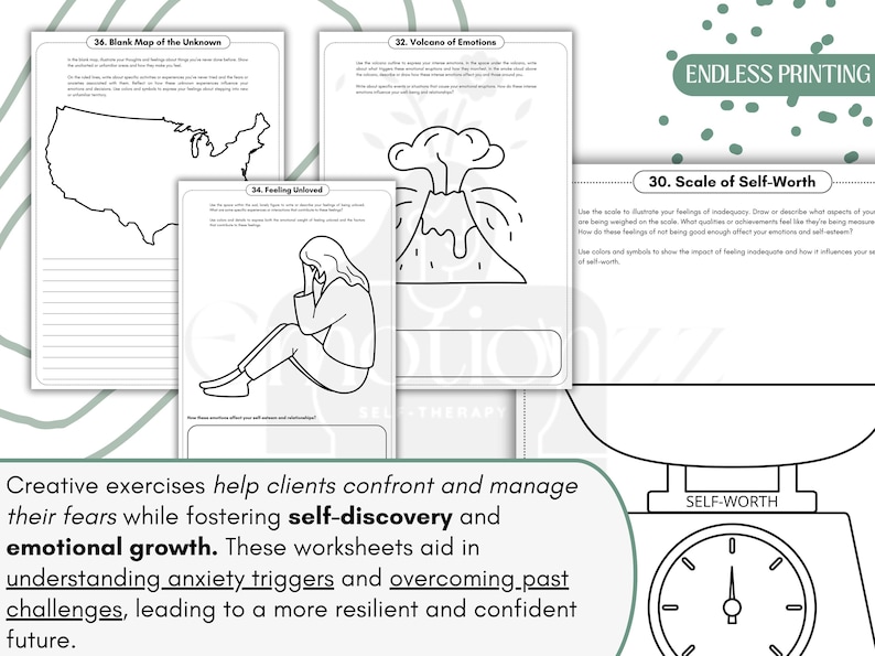 Art Therapy Worksheet Bundle: Fear & Anxiety Relief (printable) - Etsy