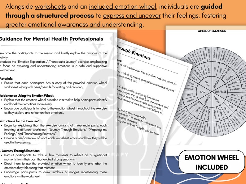 Art Therapy Worksheet Bundle for Emotion Exploration CBT Therapy ...