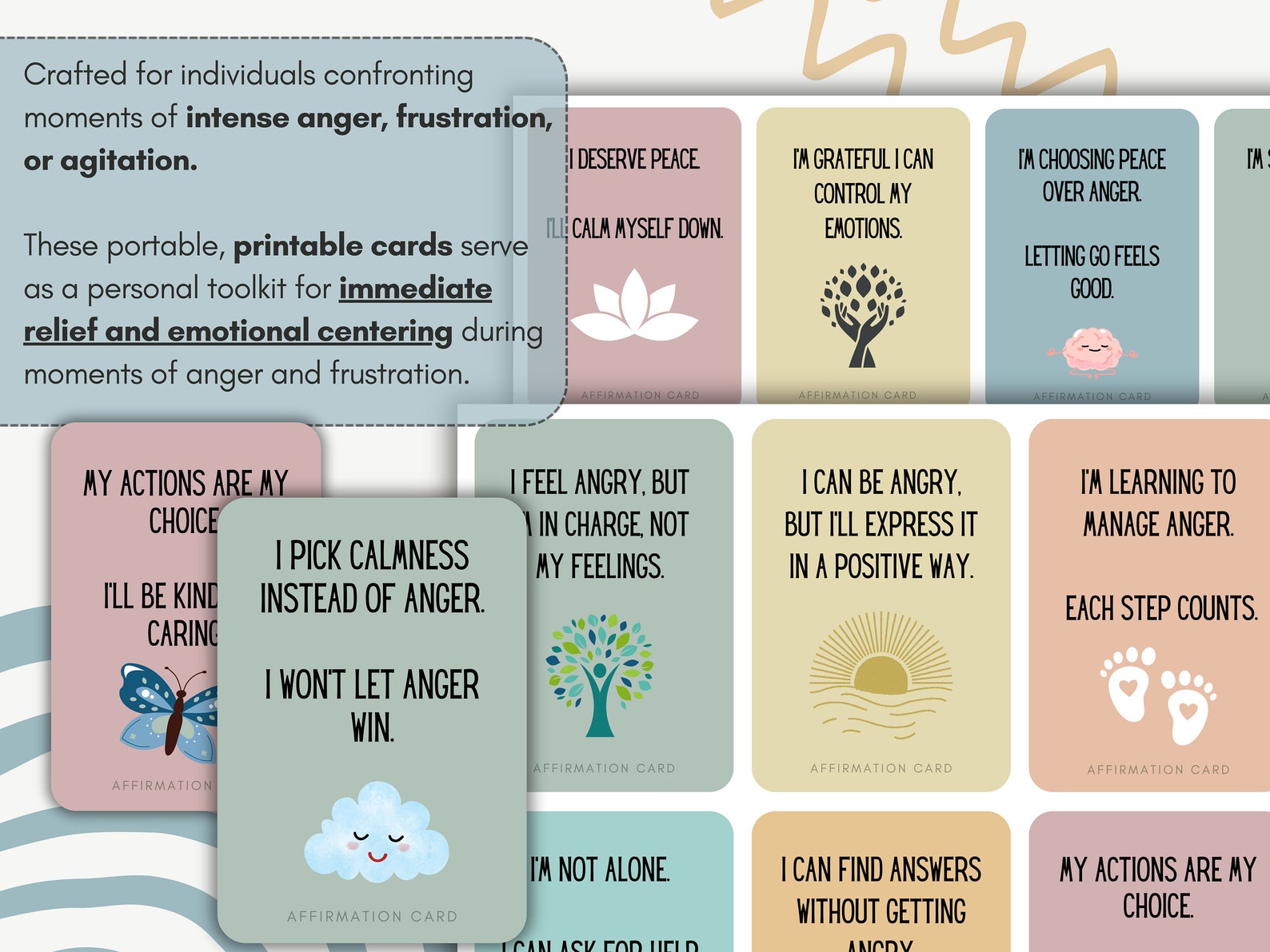 Daily Affirmation Cards for Anger Management, Mindfulness Deck ...