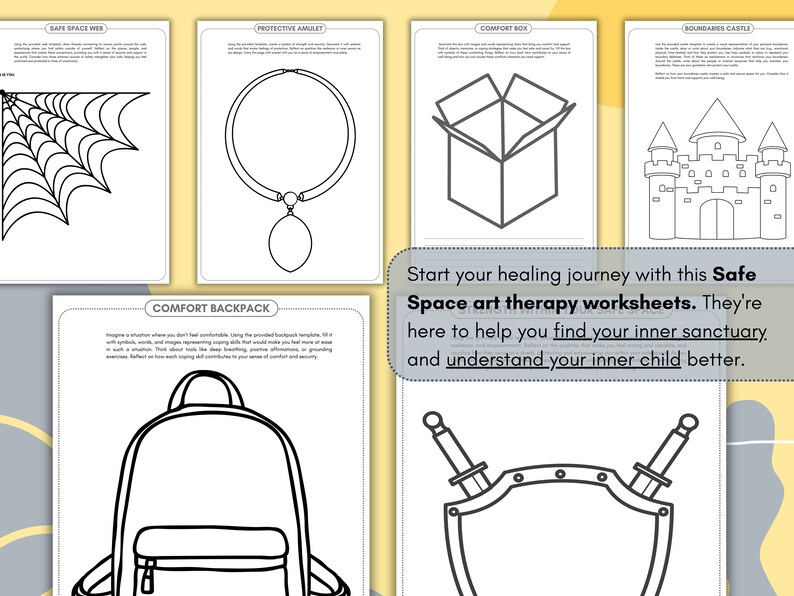 Art Therapy Worksheet Bundle for Inner Child Healing CBT Therapy ...