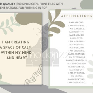Set of Daily Affirmation Prints Therapy Office Decor I Am Affirmations ...
