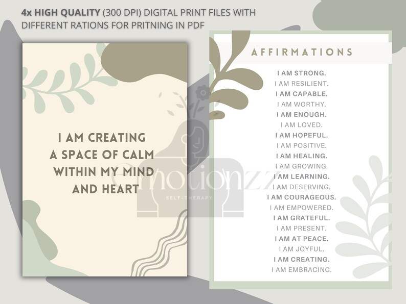 Set of Daily Affirmation Prints Therapy Office Decor I Am Affirmations ...