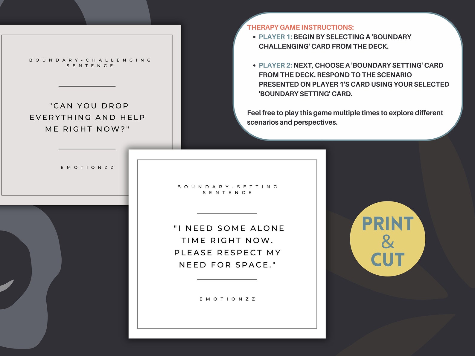 Therapy Cards for Setting Boundaries, Therapy Printable Game, Self-care ...